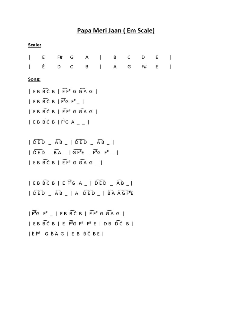 Papa Meri Jaan (Em Scale) | PDF