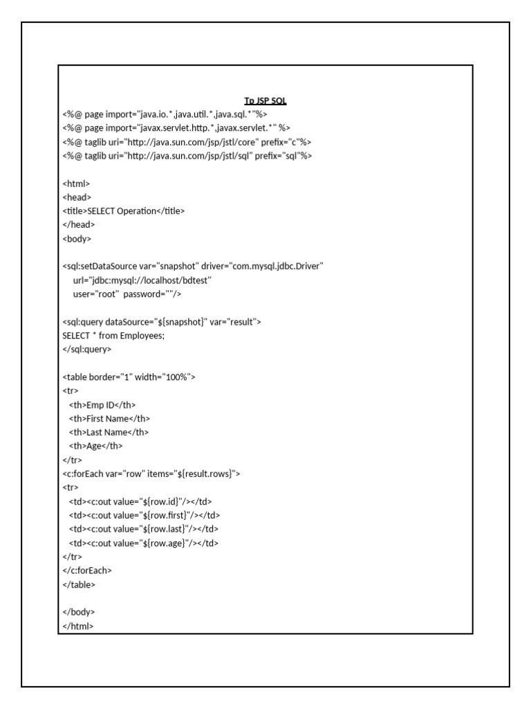 TP JSTL Et mySQL | PDF