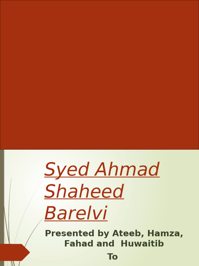 Syed Ahmad Shaheed Barelvi | PDF