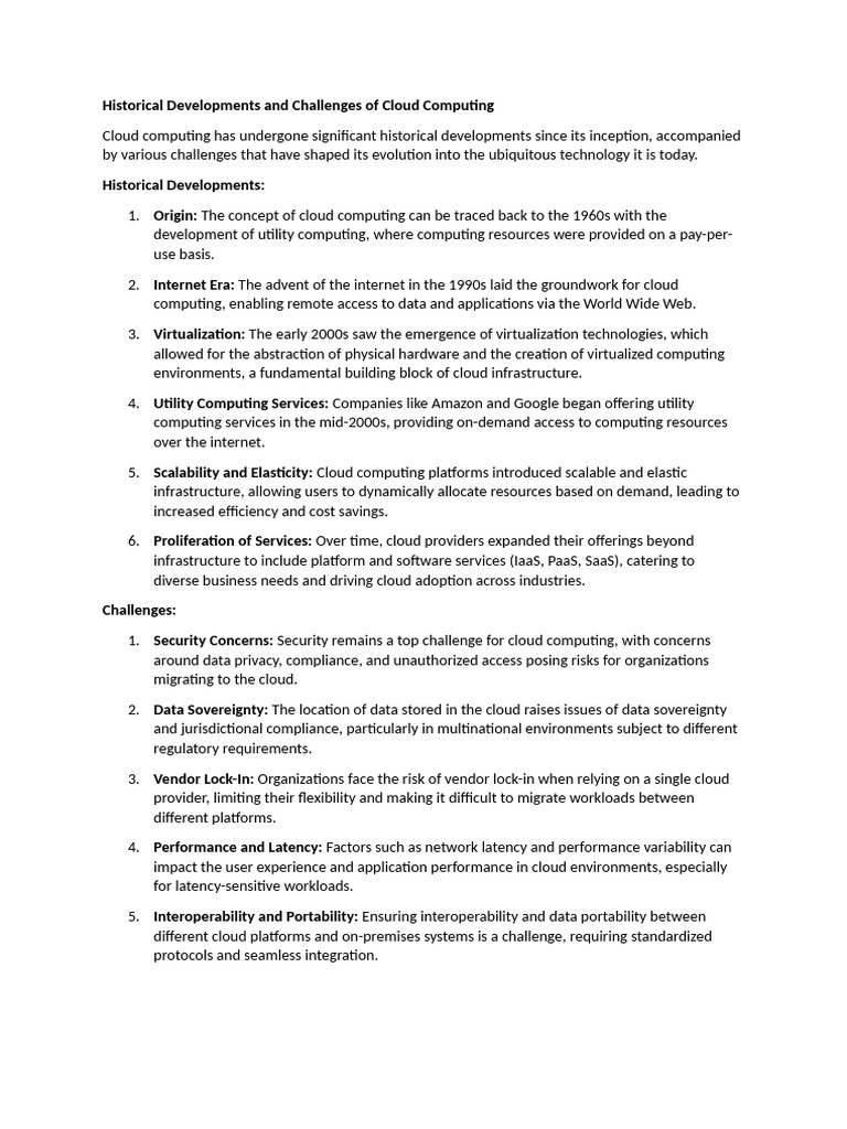 Historical Developments and Challenges of Cloud Computing | PDF | Cloud Computing | Virtual Machine