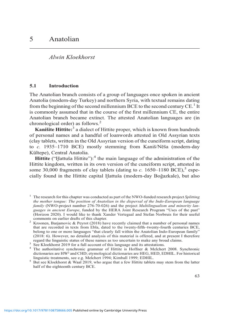 anatolian | PDF | Languages Of Asia | Language Families