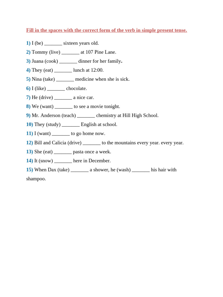 Simple Present Exercise | PDF