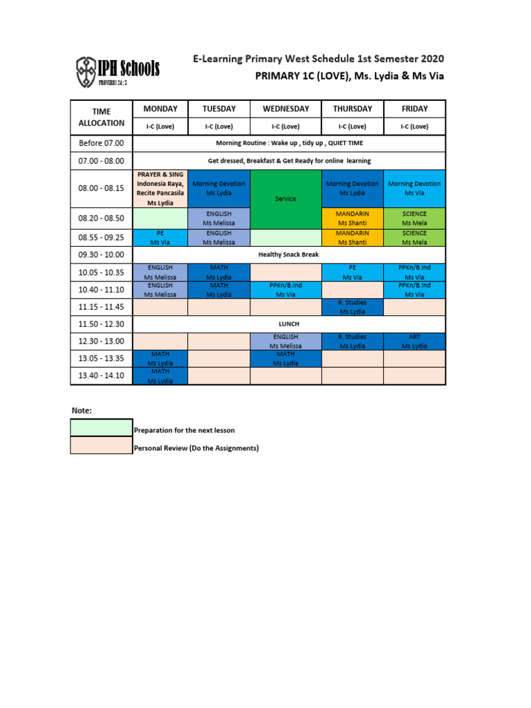1C LOVE - E-Learning Schedule | PDF