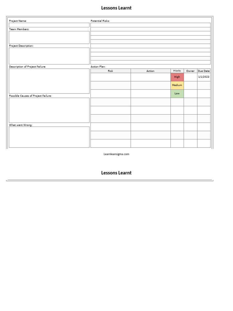 Lessons Learnt Template LLS | PDF | Art | Computers