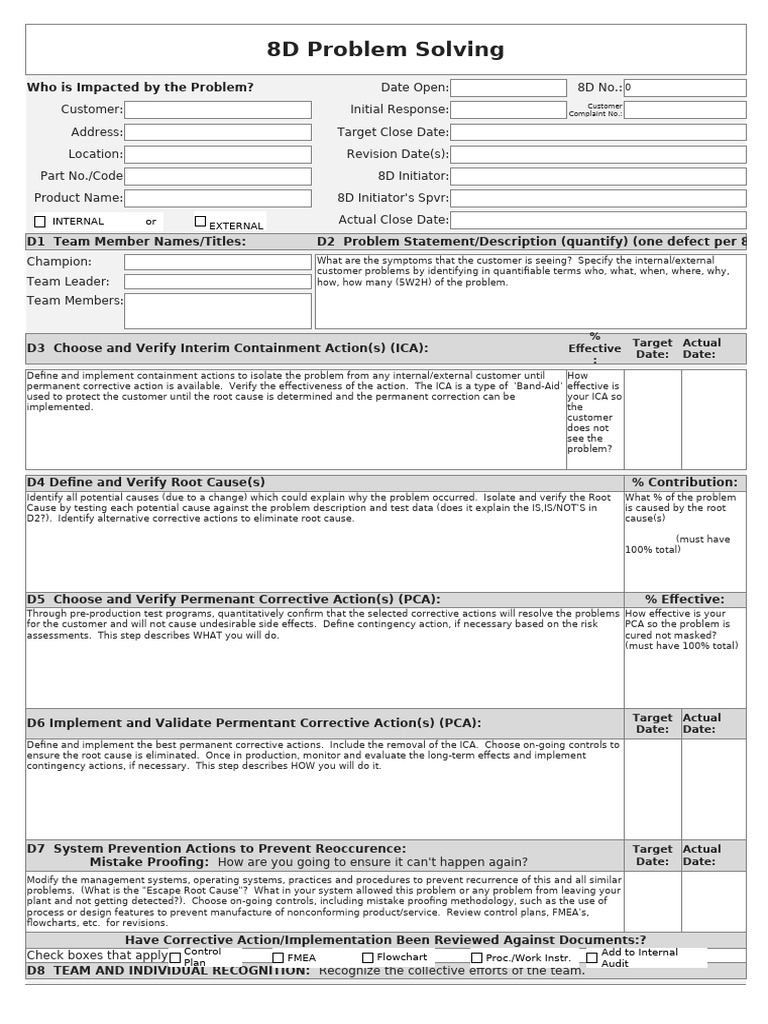 8D Template LearnLeanSigma 2 | PDF | Business