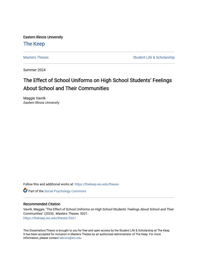 The Effect of School Uniforms On High School Students - Feelings A ...