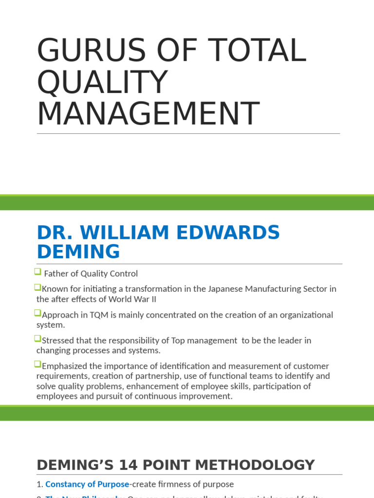 Chap3 Gurus of Total Quality Management | PDF | Quality Management ...