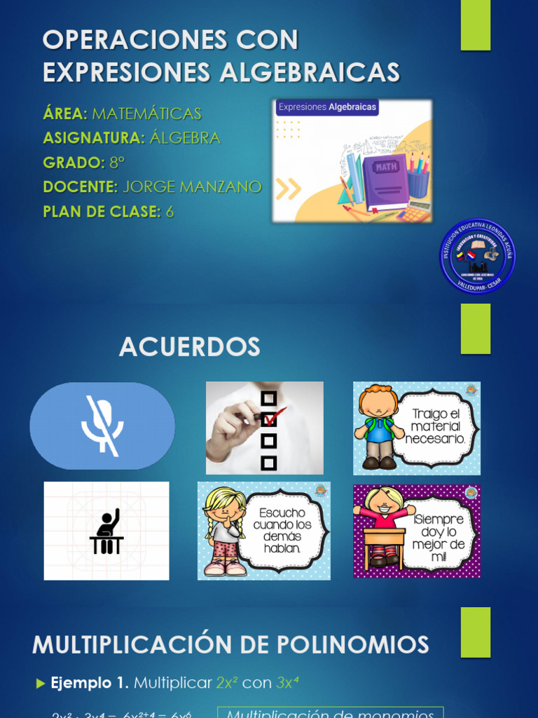 Operaciones Con Expresiones Algebraicas 8B - 3 | PDF | Multiplicación ...