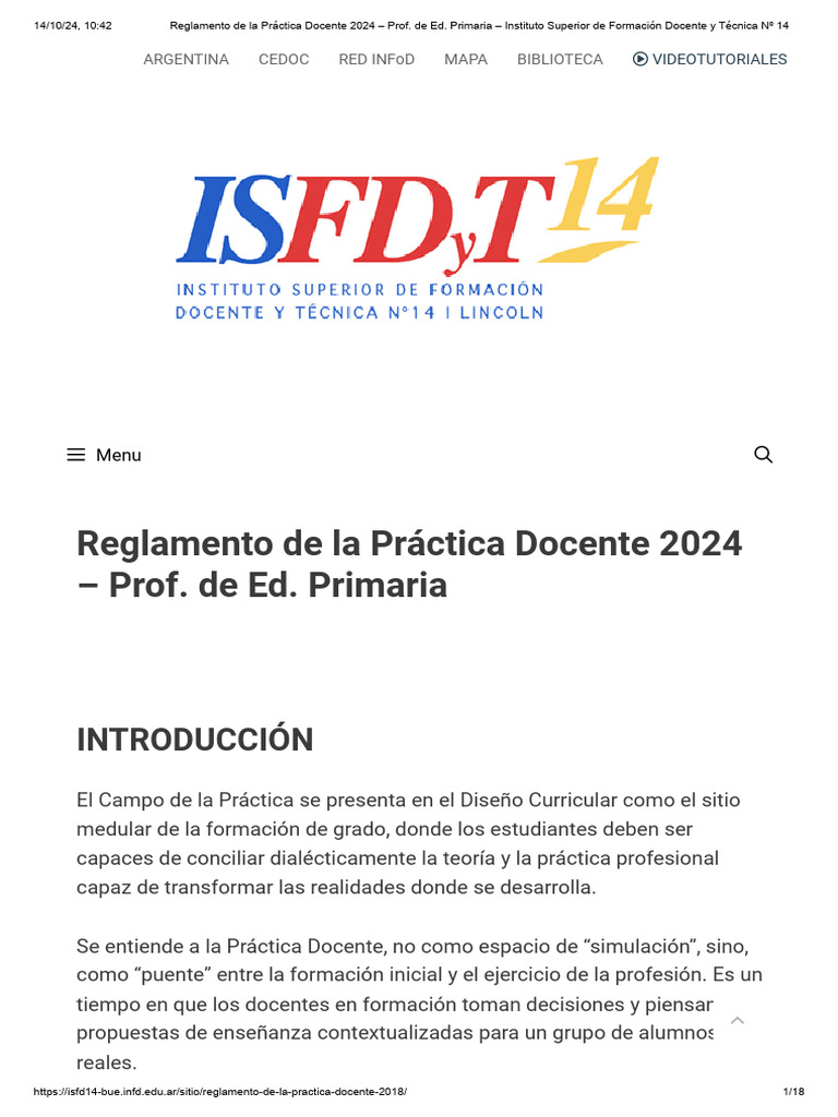 Reglamento Práctica Docente 2024 | PDF | Maestros | Enseñando