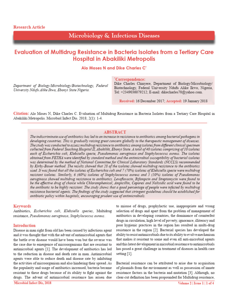 Multidrug Resistance in Bacterial Isolates | PDF | Antimicrobial ...