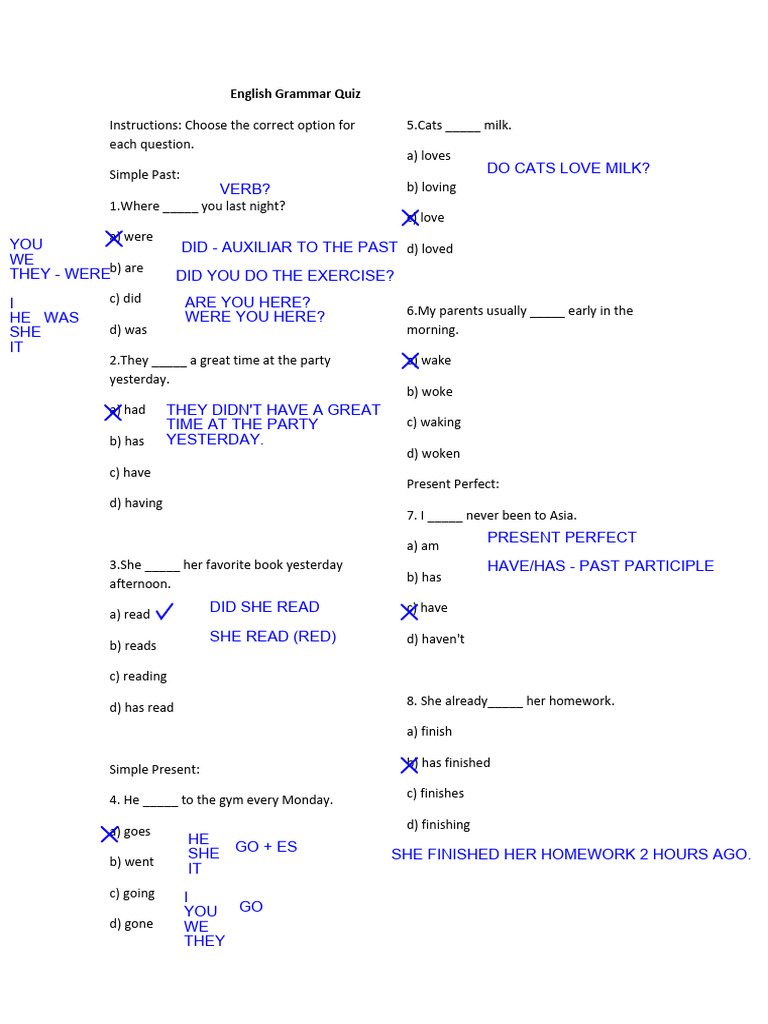 English Grammar Quiz 2.0 | PDF | Languages | Foreign Language Studies