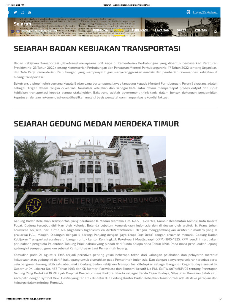 Sejarah - Website Badan Kebijakan Transportasi | PDF