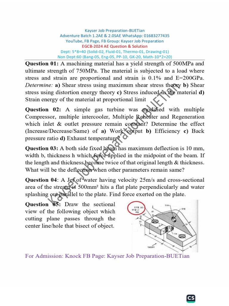 EGCB-2024 AE Question Solution | PDF