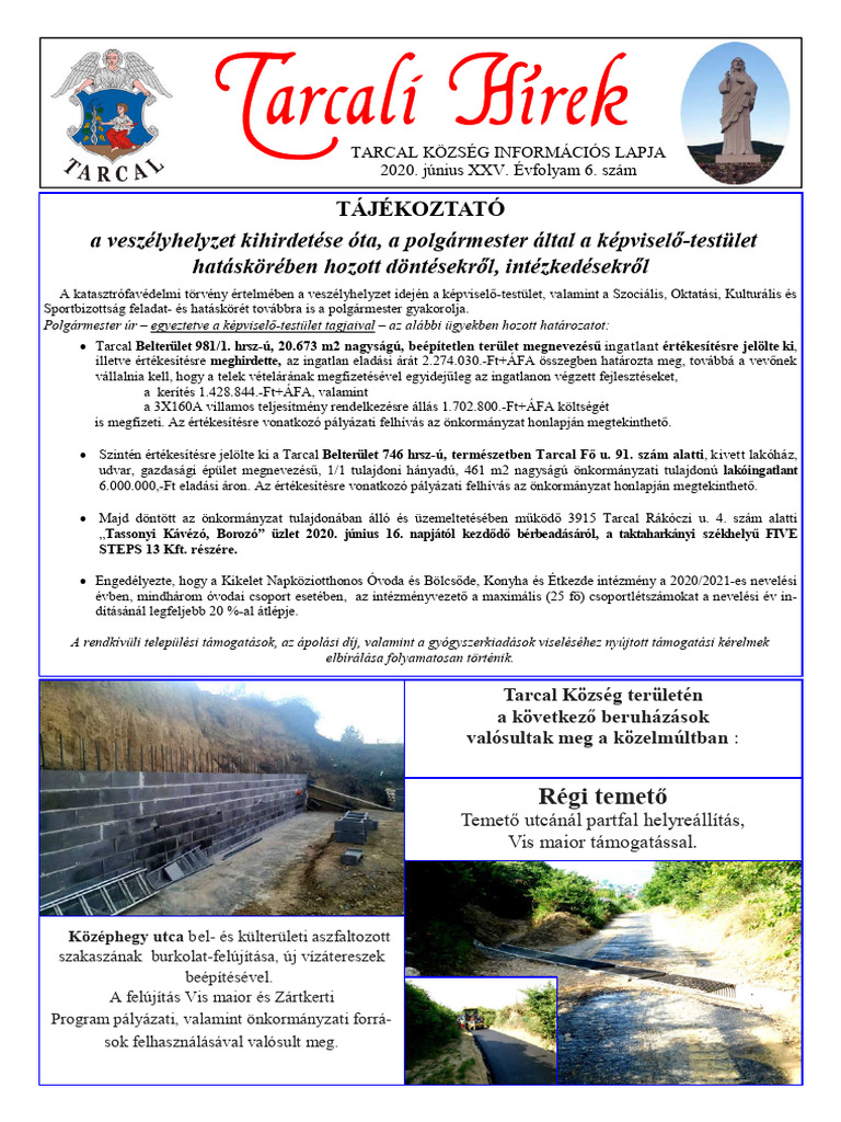 Tarcali Hirek 2020 Junius | PDF