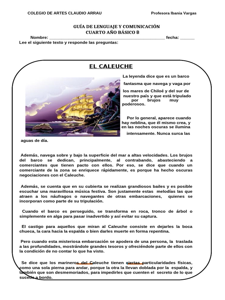 Leyenda del Caleuche para Niños | PDF | Historia | Libros para adolescentes