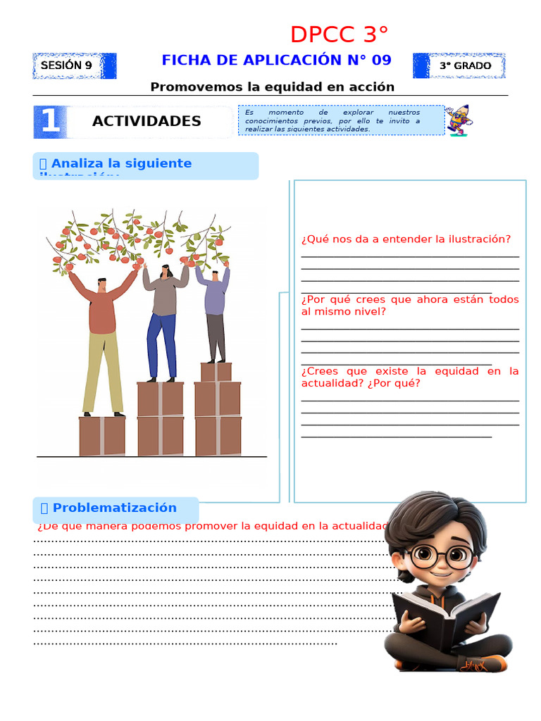 FICHA 9 - PROMOVEMOS LA EQUIDAD EN ACCIÓN - DPCC 3RO José León. | PDF