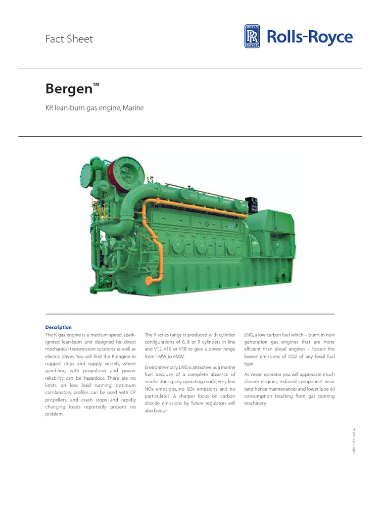 KR Lean-Burn Gas Engine Marine | PDF | Engines | Natural Gas