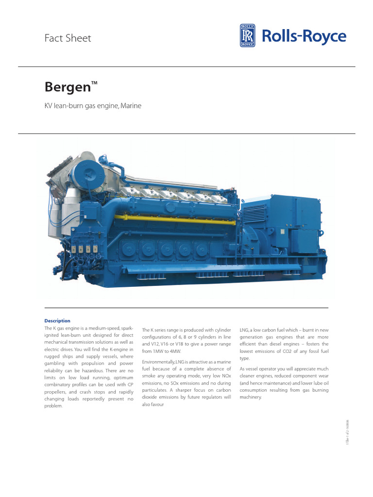 KV Lean-Burn Gas Engine Marine | PDF | Engines | Natural Gas