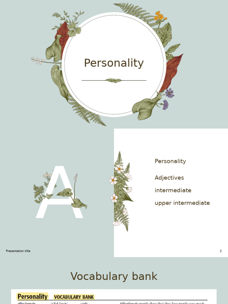 Personality-Adjectives, Vocabulary Bank | PDF