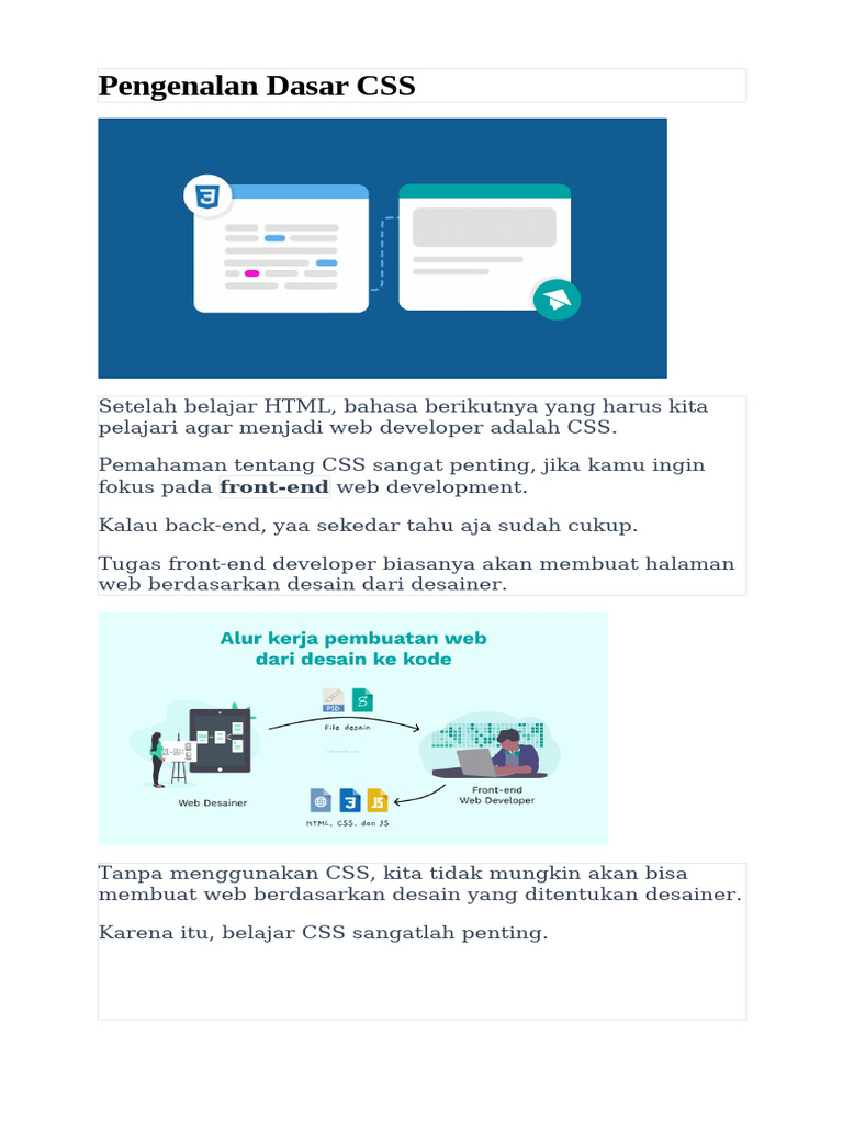 Pengenalan Dasar CSS, Selektor CSS Perbedaan Internal, Eksternal Dan InLine CSS | PDF
