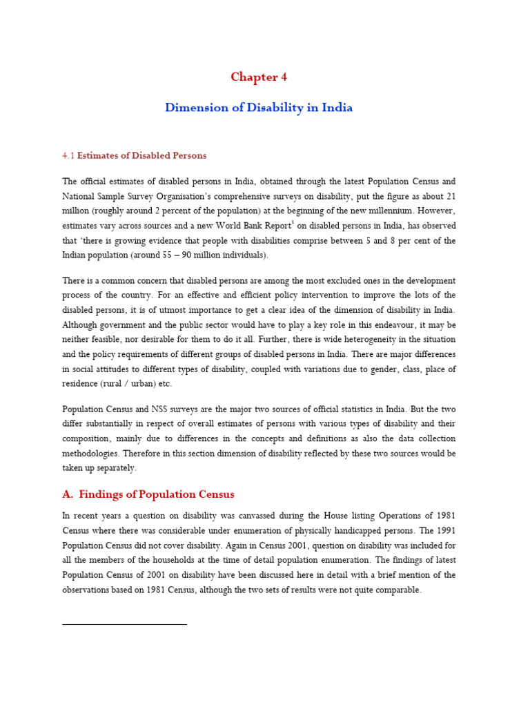 Disability Statistics in India 2001 | PDF | Disability | Visual Impairment