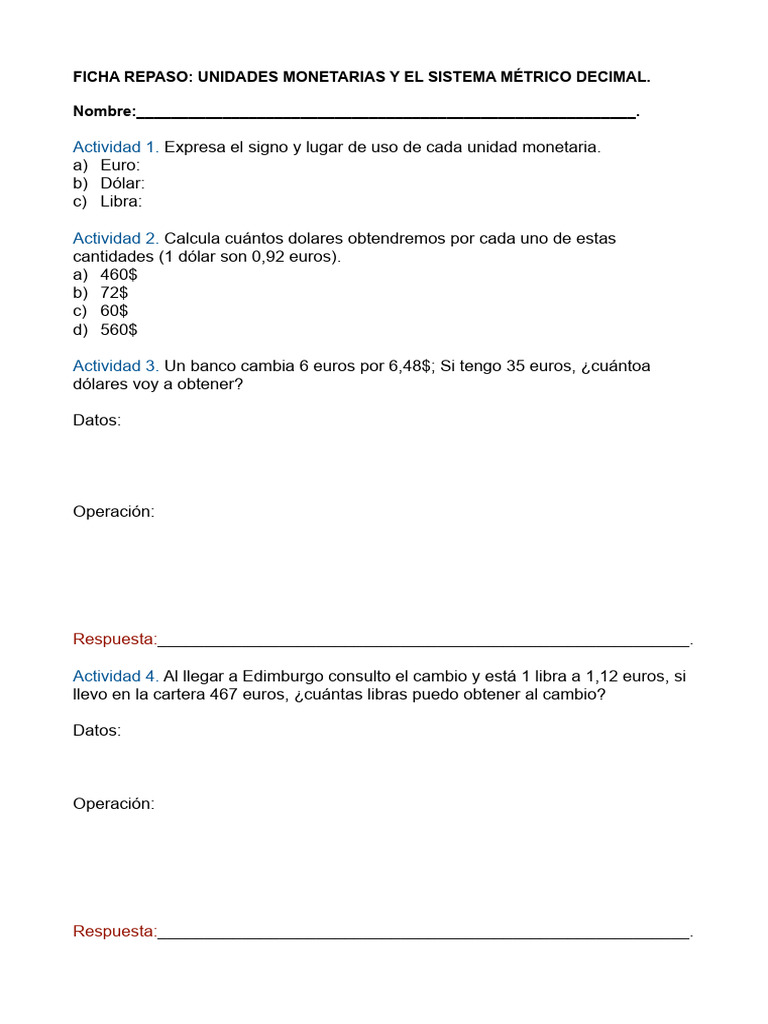 Ficha Repaso T.2 | PDF