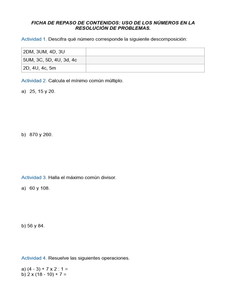 Ficha Repaso t.1 | PDF