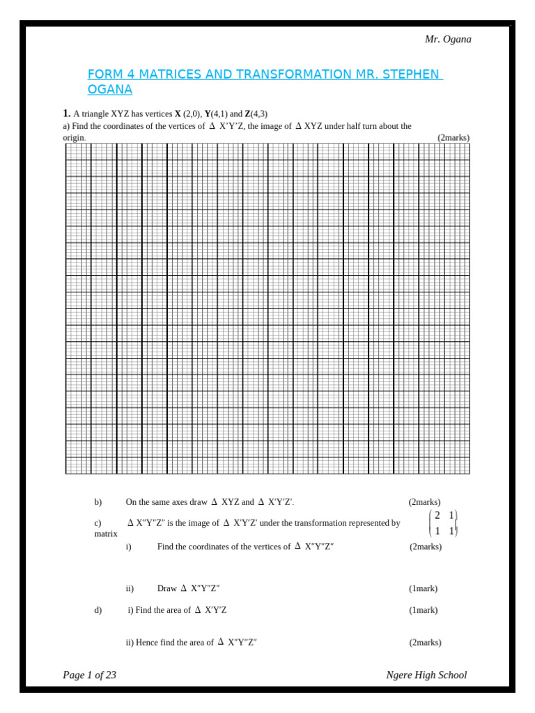 4.1 Matrices and Transformation | PDF | Matrix (Mathematics ...