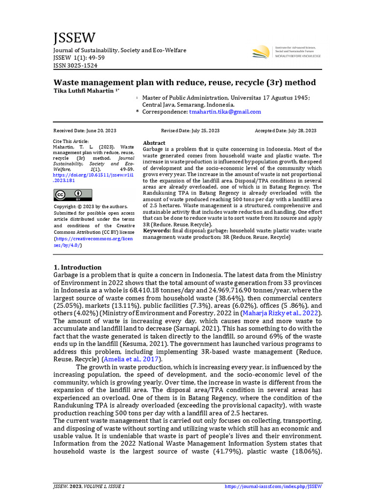 Waste+management+plan+with+reduce,+reuse,+recycle+(3r)+method | PDF | Waste Management | Waste