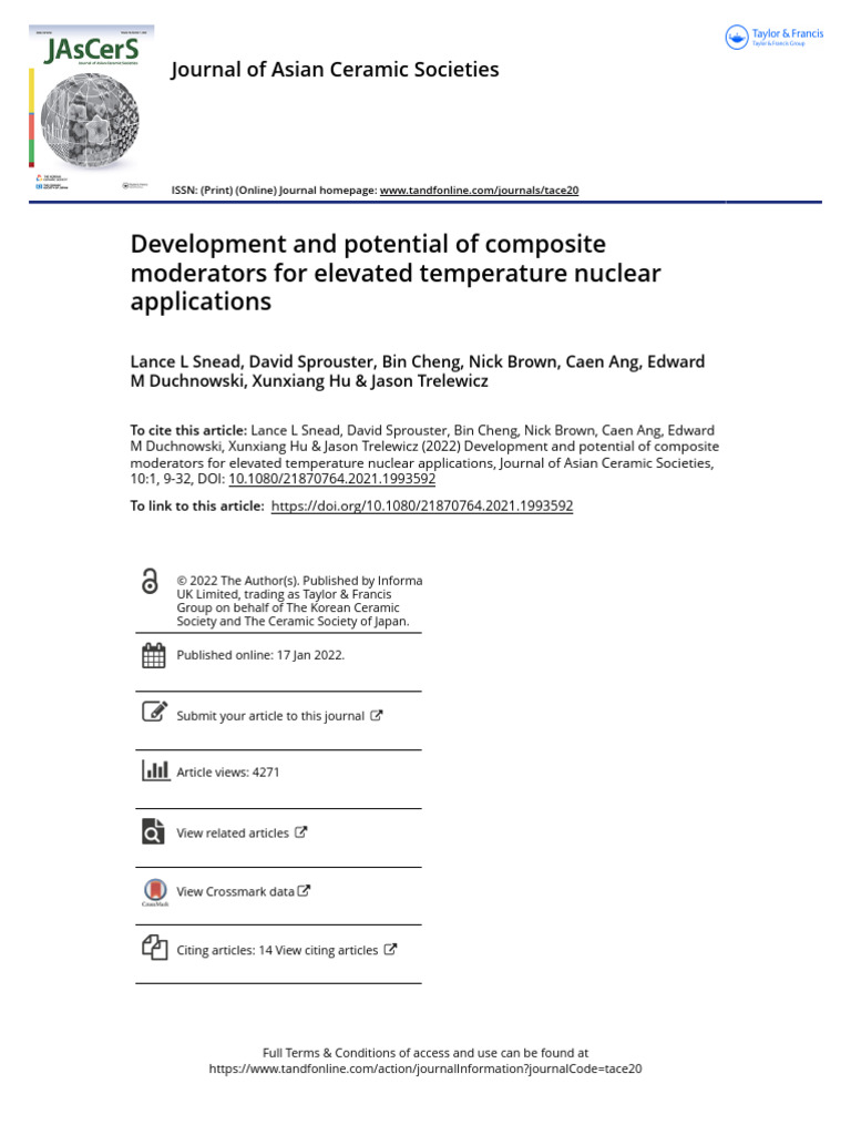 Composite Moderators for Nuclear Reactors | PDF | Nuclear Reactor | Neutron