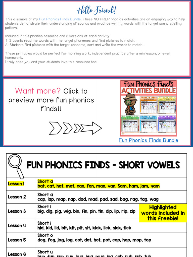 Fun Phonics Finds Freebie | PDF