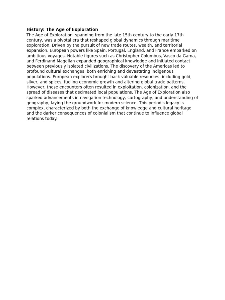 History - The Age of Exploration | PDF | Social Science
