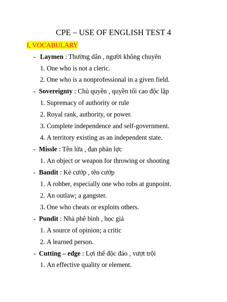 CPE - USE OF ENGLISH | PDF