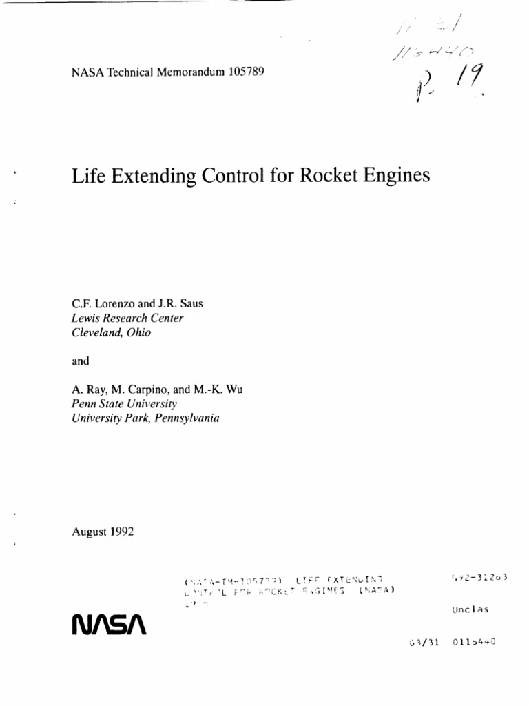 1992 - Life Extending Control For Rocket Engines | PDF | Stress (Mechanics) | Nonlinear System
