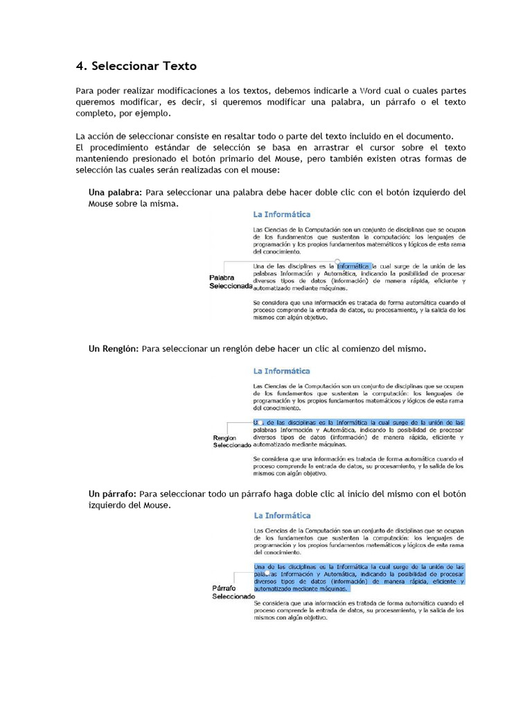 Cómo seleccionar texto en Word | PDF