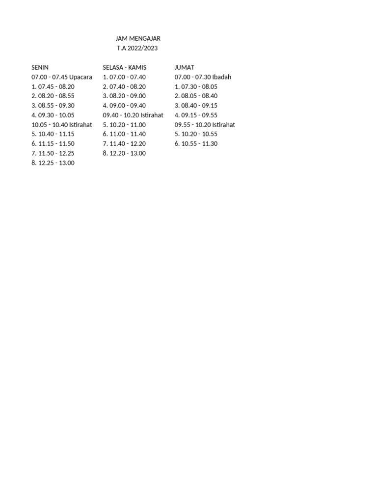 Jam Mengajar | PDF | Home & Garden