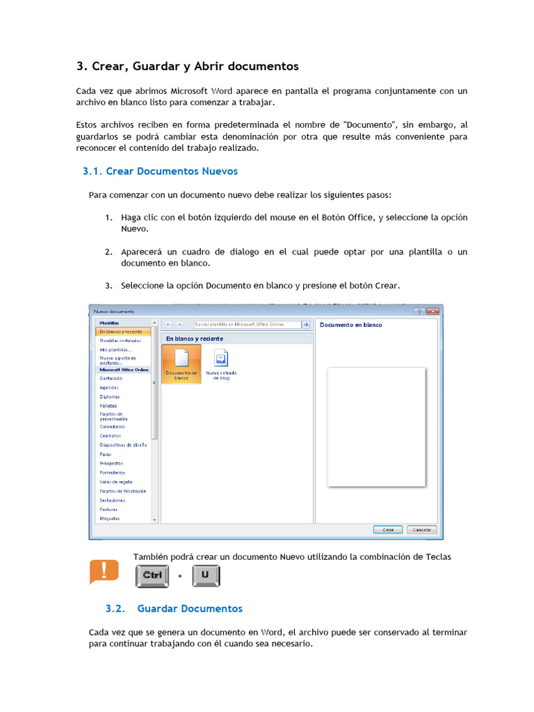 Crear y gestionar documentos en Word | PDF | Archivo de computadora | Botón (Computación)