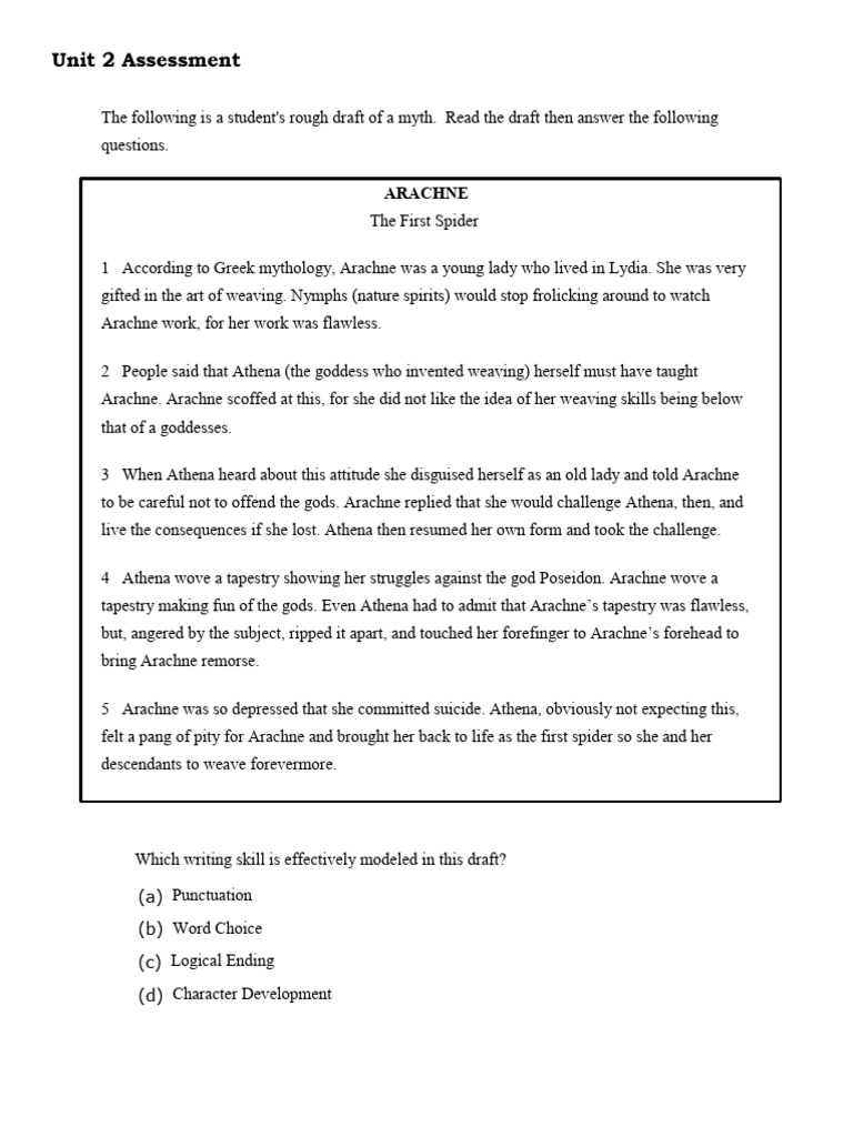 Grade 6 Unit 2 Modified Testlet | PDF | Athena