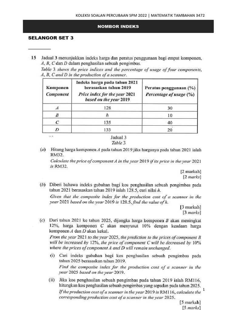 Nombor Indeks Trial 2022 | PDF