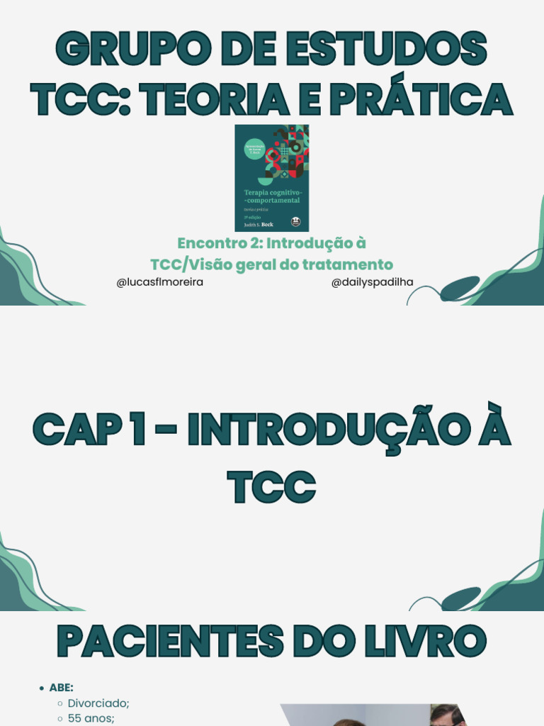 Grupo de Estudos TCC 2 - Cap 1 e 2 | PDF | Terapia cognitiva comportamental | Pensamento