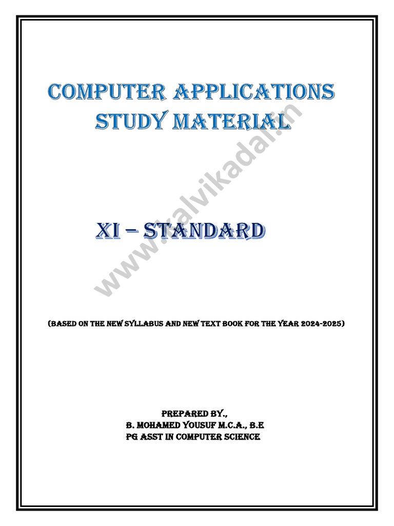 11th Computer Applications Study Materials EM 2024 | PDF | Operating System | Hyperlink