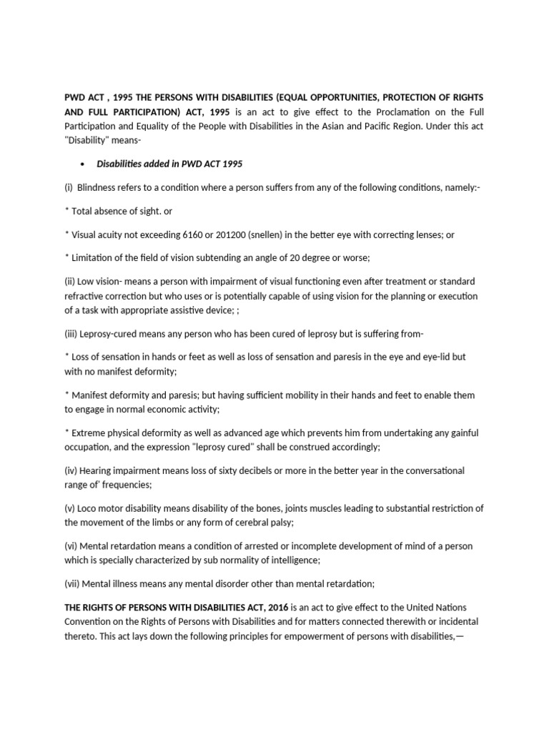 Unit 2 Mental Health Acts | PDF | Disability | Visual Impairment