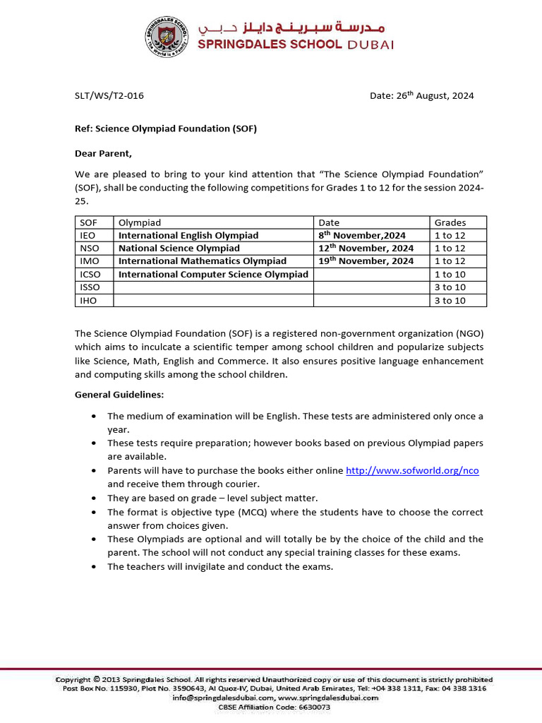 016 - Olympiad Circular 2024-25 | PDF | Science