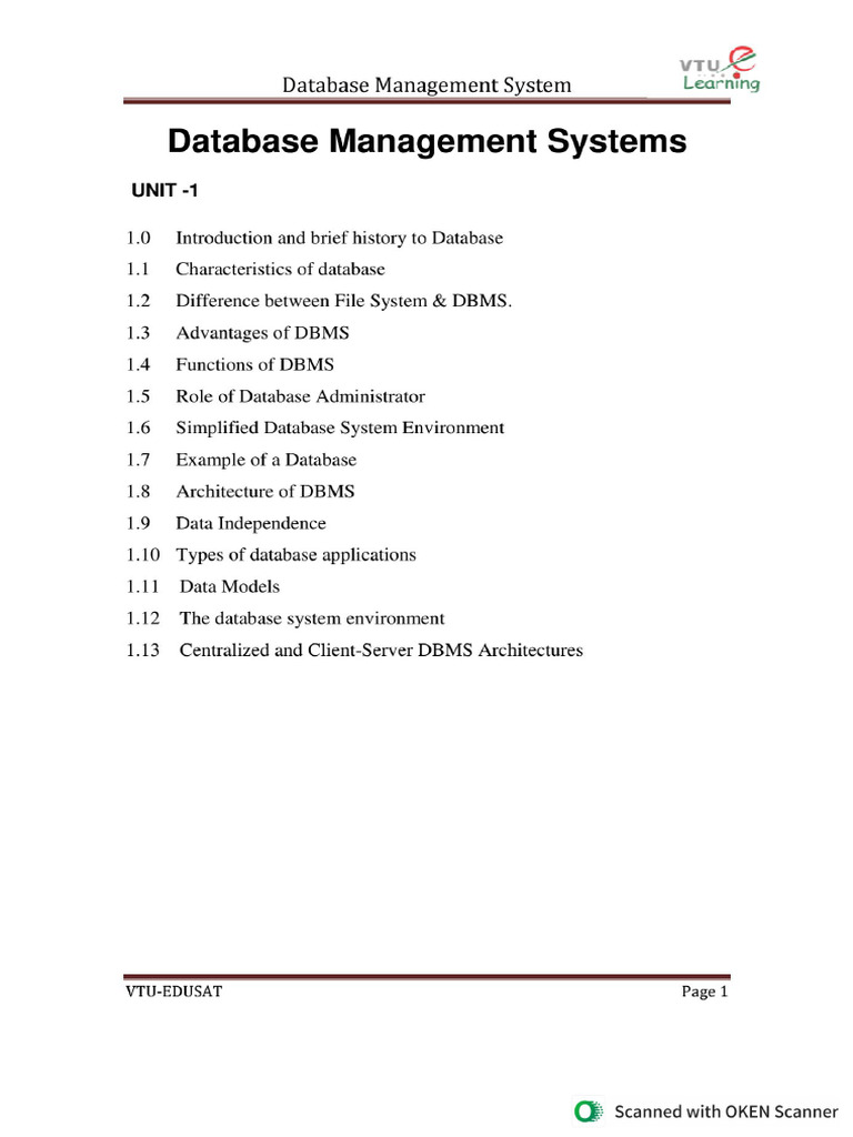 DBMS All Units Notes | PDF