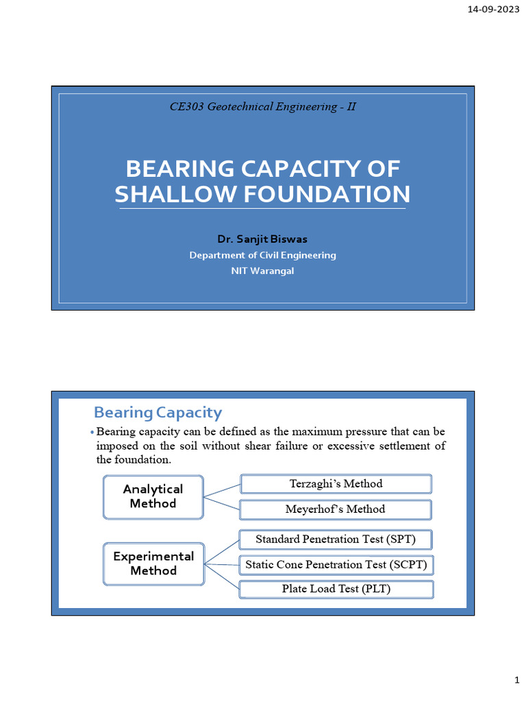 GE-II (CE303) Bearing Capacity of Shallow Foundation | PDF | Continuum ...