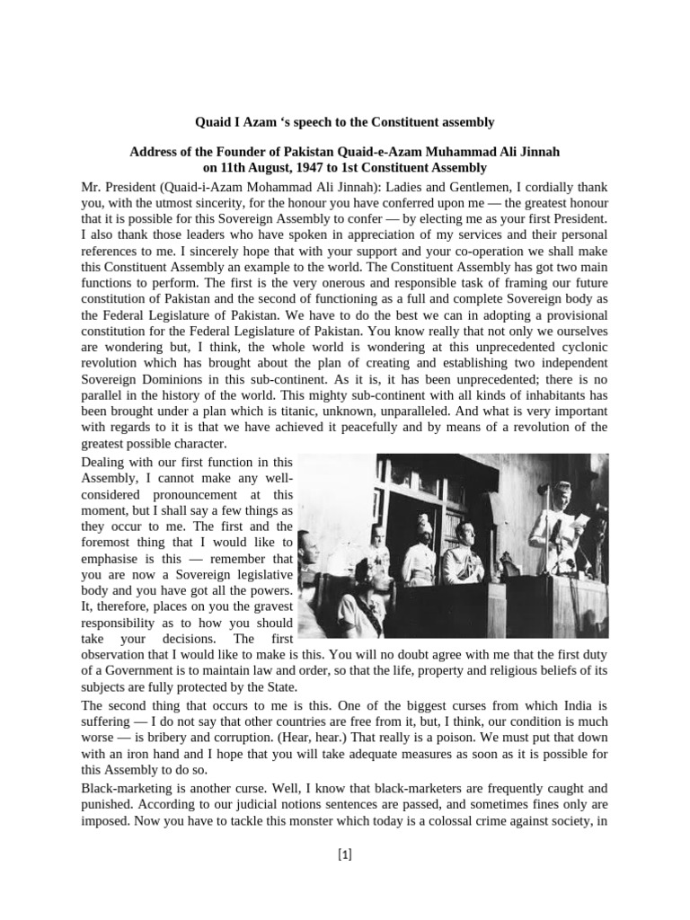 QuaideAzam Speeches Final | PDF | Cost Of Living | Muhammad Ali Jinnah
