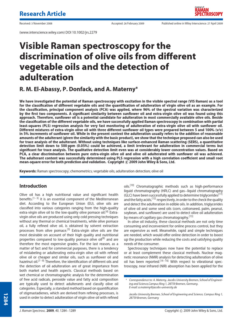 J Raman Spectroscopy - 2009 - El Abassy - Visible Raman Spectroscopy ...