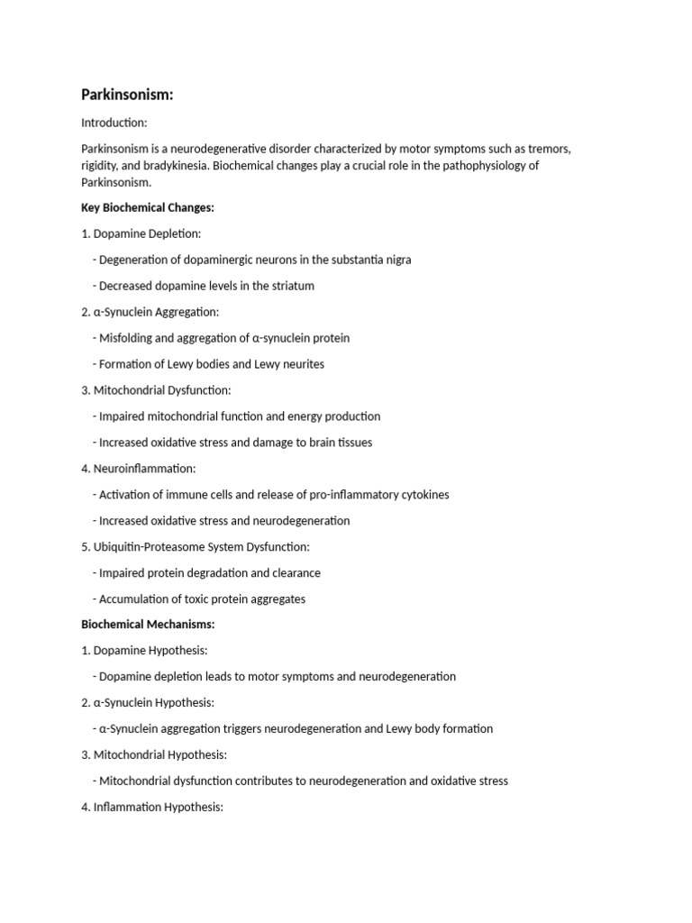 Biochemical Changes in Neurological Disorders | PDF | Dopamine ...
