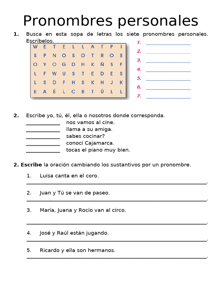 El Pronombre Personal | PDF | Artes del Lenguaje y Comunicación