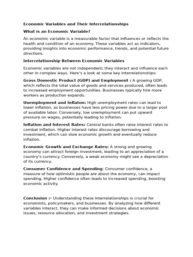 Interrelationship Between Various Economic Variables | PDF | Finance ...